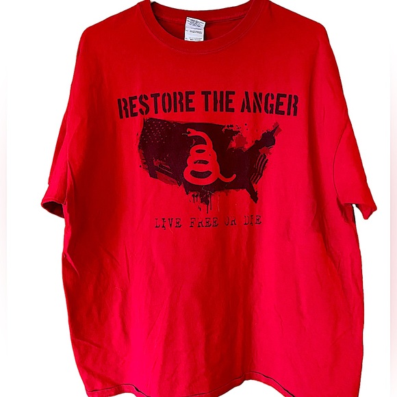 Gildan | Shirts | Vintage Restore The Anger Live Free Or Die Red ...